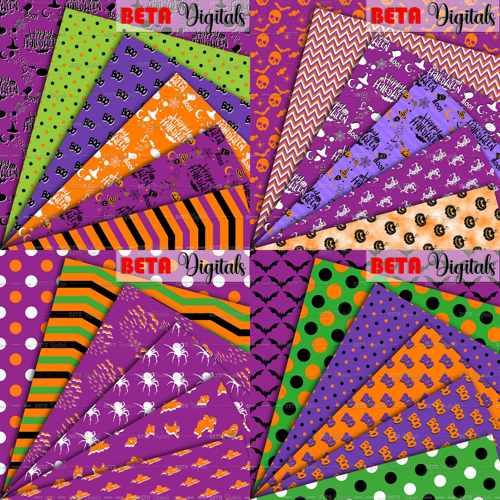 HALLOWEEN BUNDLE (1) 150+ Digital Seamless Pattern, Printable Paper ...