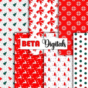 Merry Christmas Digital Paper Pattern, Christmas Tree, Christmas ...