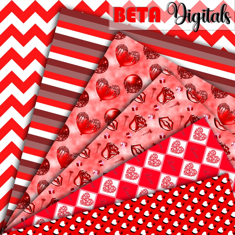 Valentine Digital Papers Cute Valentine Pattern Backgrounds Valentine ...