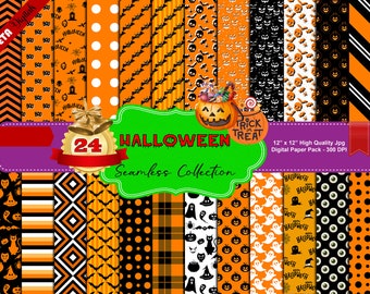 Halloween Skull Spiders Digital Papers, Seamless Repeat Pattern, Spooky ...