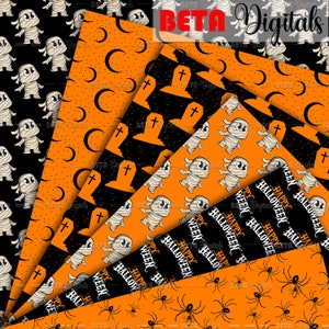 Halloween Digital Papers, Seamless Repeat Pattern, Ghost Pumpkin ...