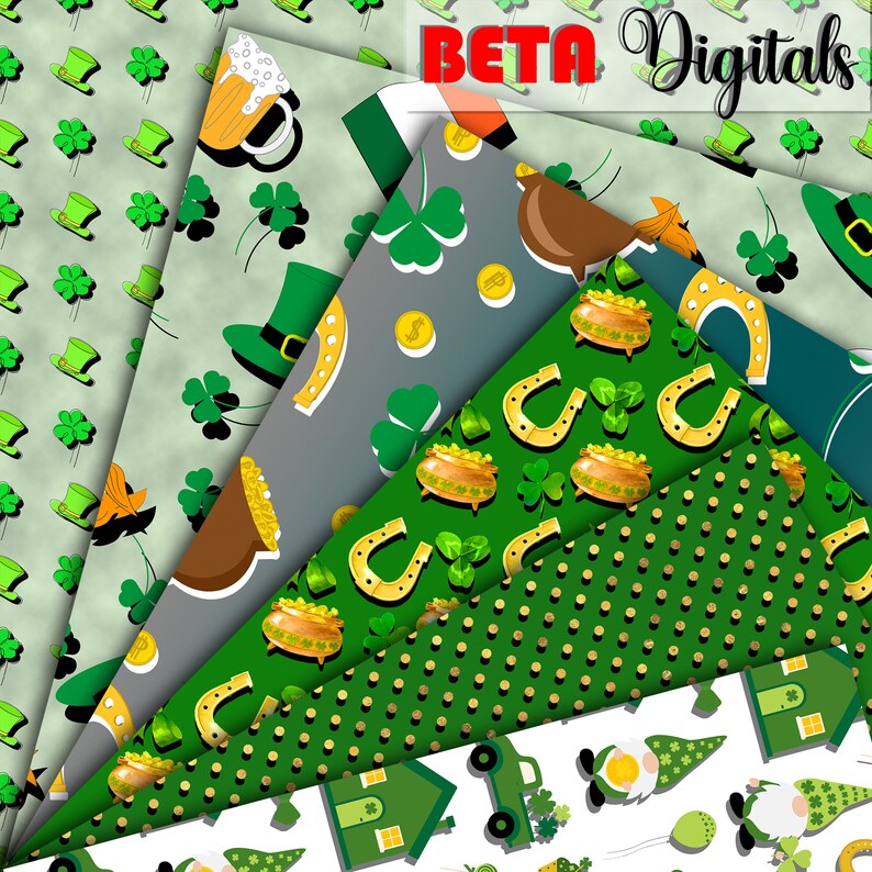 St. Patrick's Day Printable Day Digital Papers Lucky Marshmallow Spring ...