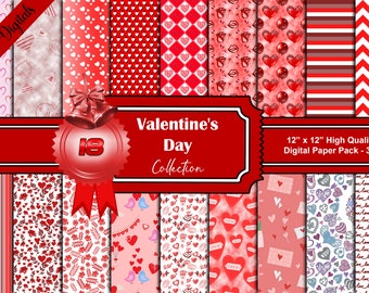 Valentine Digital Papers Valentine Scrapbook Papers Cute Valentine ...