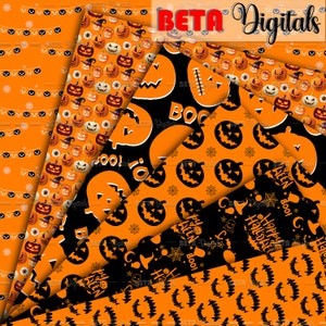Halloween Digital Papers, Seamless Repeat Pattern, Ghost Pumpkin ...