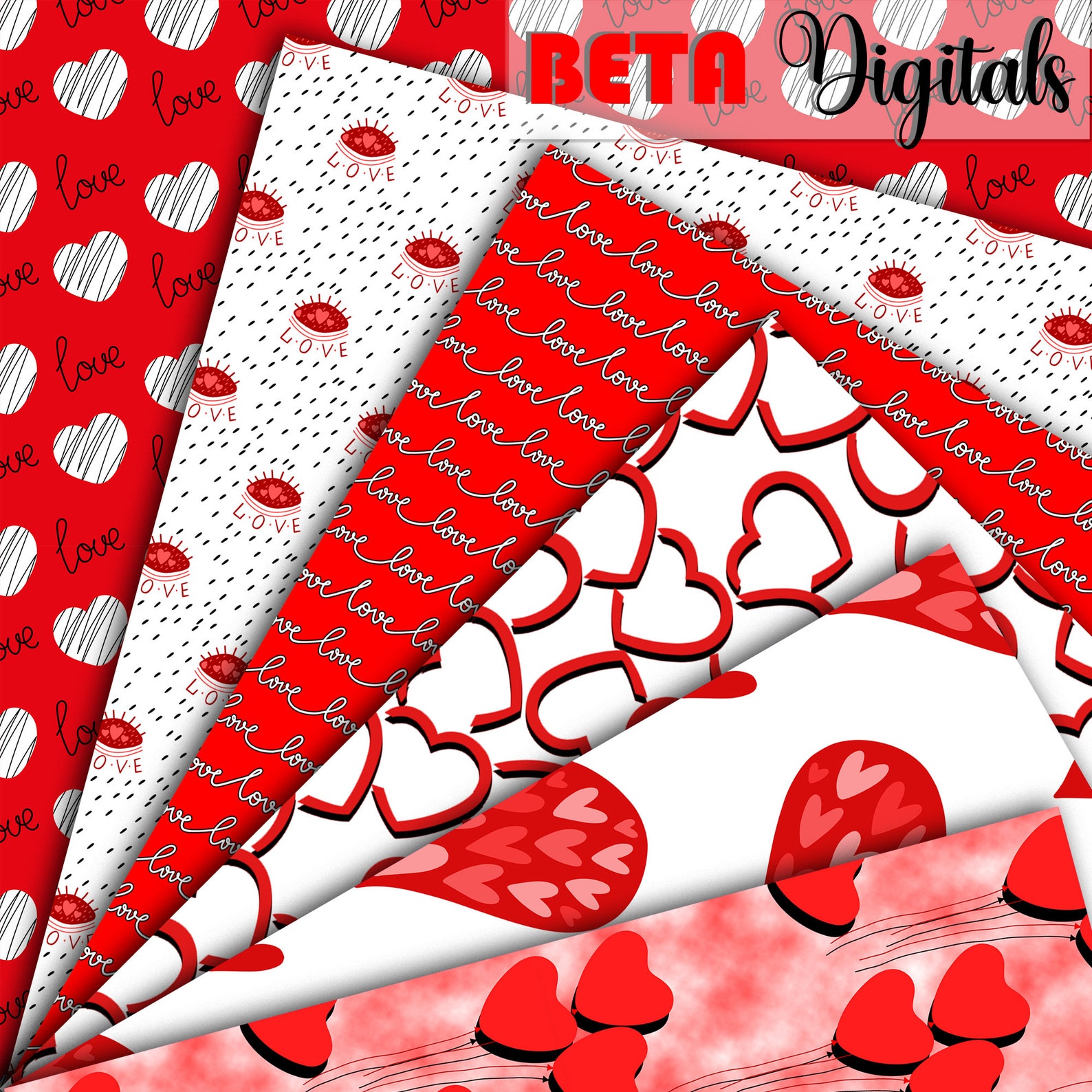 Valentine Digital Papers Valentine Scrapbook Papers Cute Pattern ...