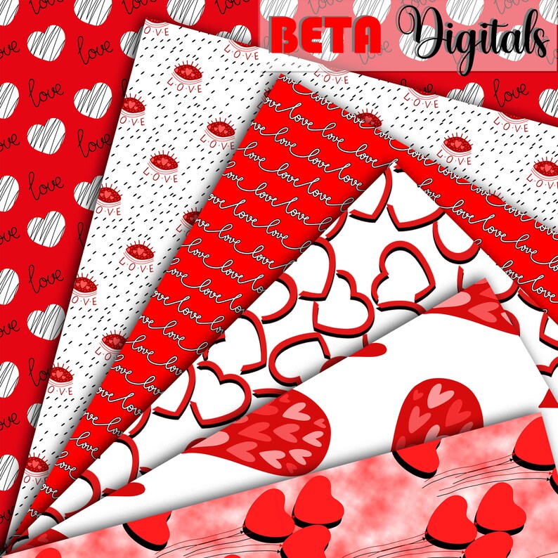 Valentine Digital Papers Valentine Scrapbook Papers Cute Pattern ...