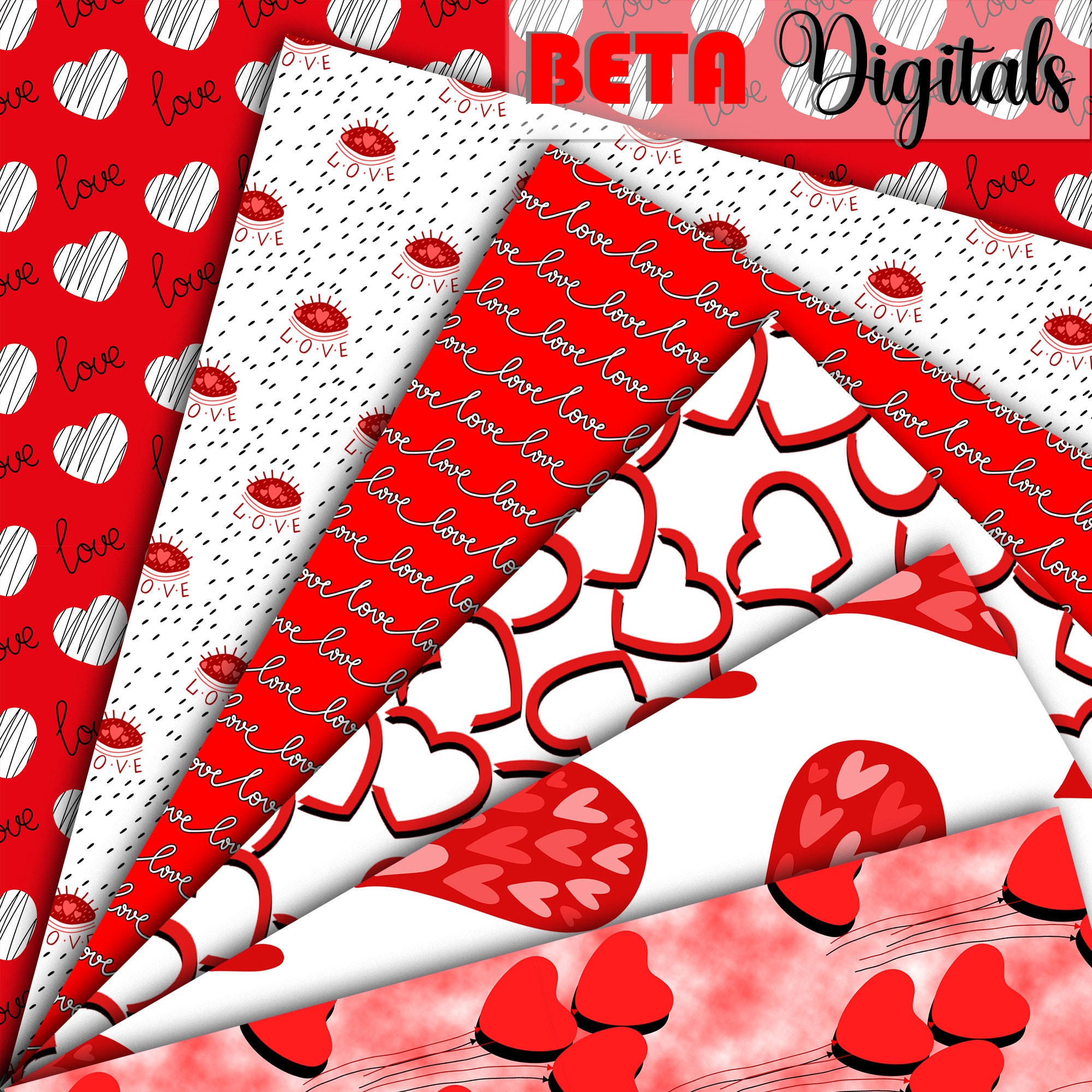 Valentine Digital Papers Valentine Scrapbook Papers Cute Pattern ...