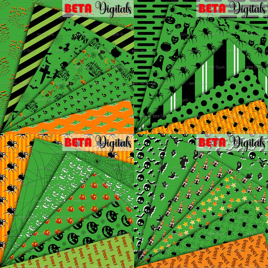 HALLOWEEN BUNDLE 2 150 Printable Paper Digital Seamless - Etsy