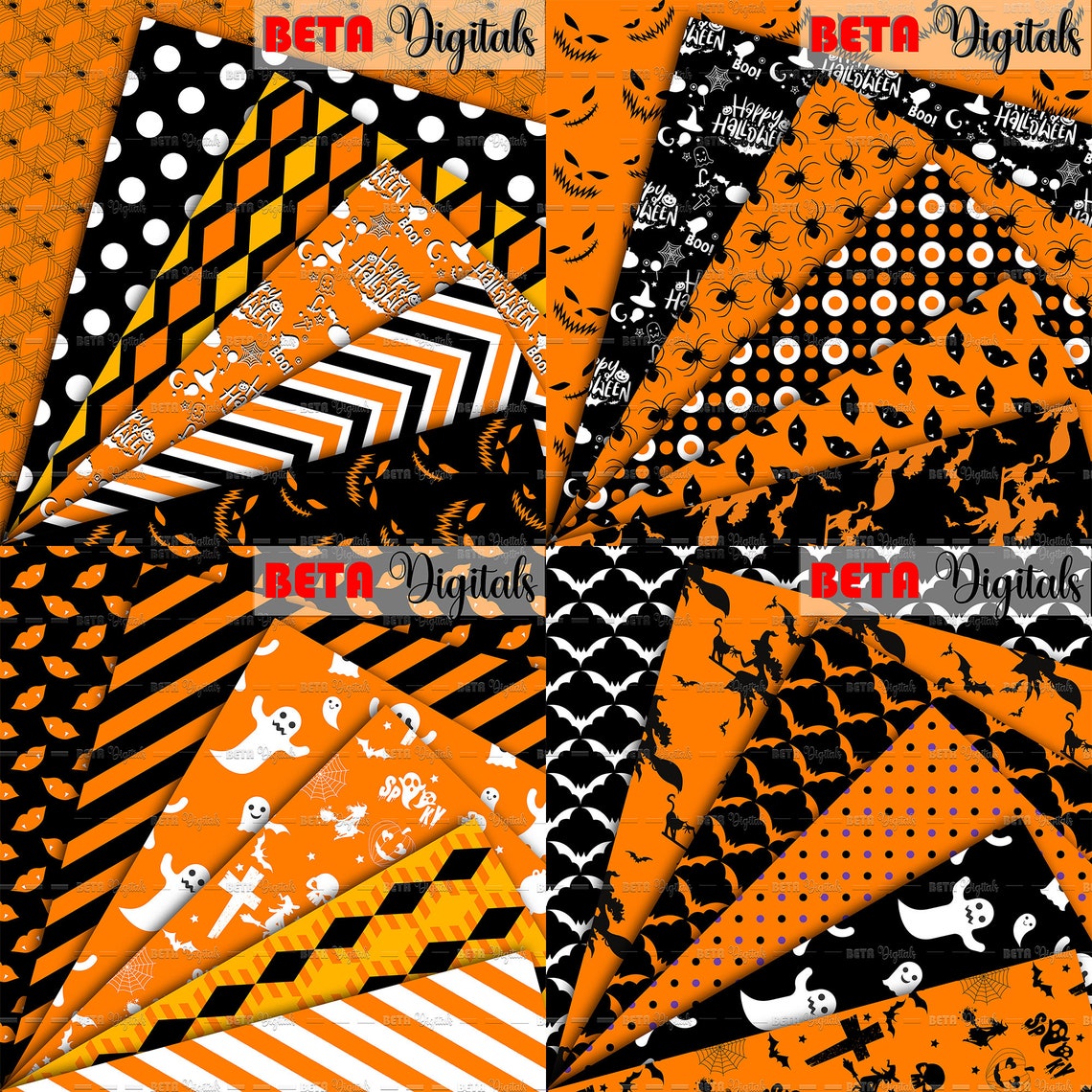 HALLOWEEN BUNDLE (1) 150+ Digital Seamless Pattern, Printable Paper ...