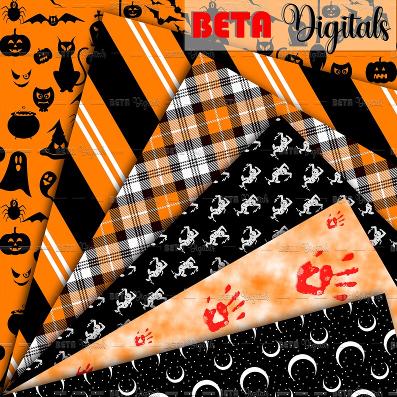Halloween Digital Papers, Halloween Digital Pattern, Seamless Repeat ...
