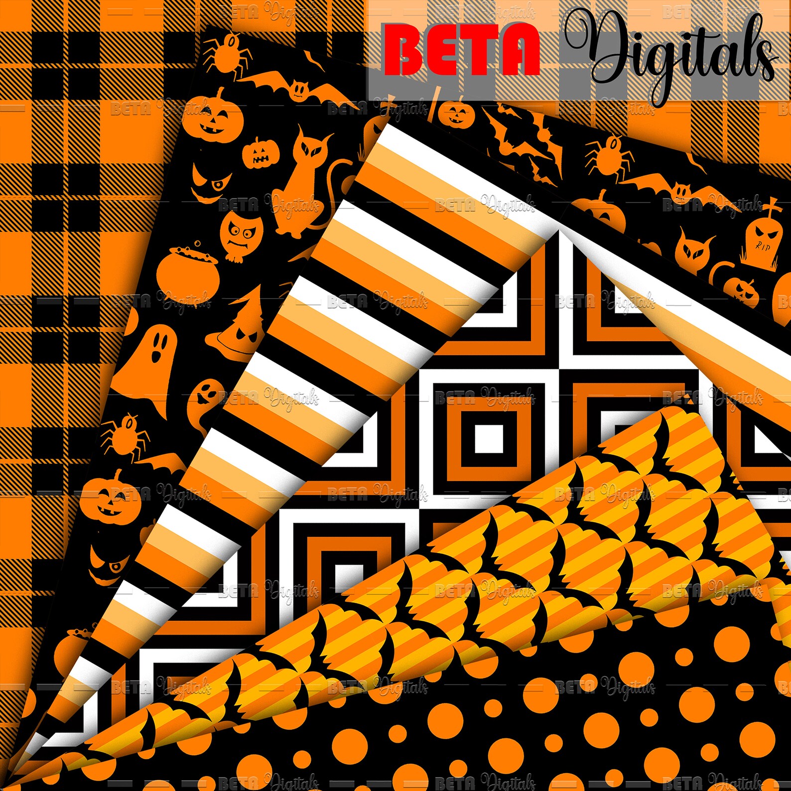 Halloween Digital Papers, Seamless Repeat Pattern, Scrapbook Papers ...