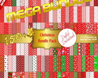 Christmas Paper Digital Paper Pack Christmas Red and White Seamless ...