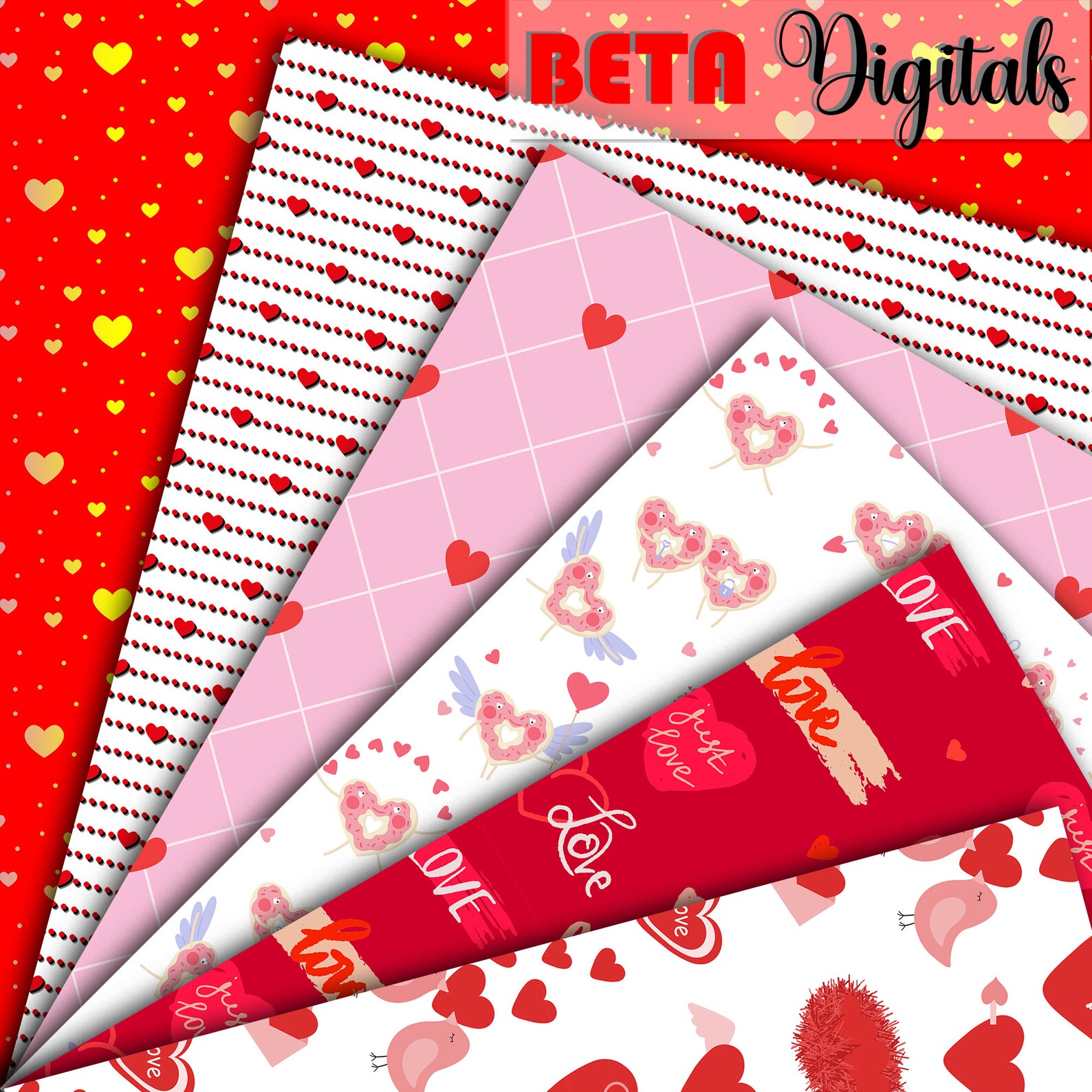 Valentine Digital Papers Valentine Scrapbook Papers Cute Pattern ...