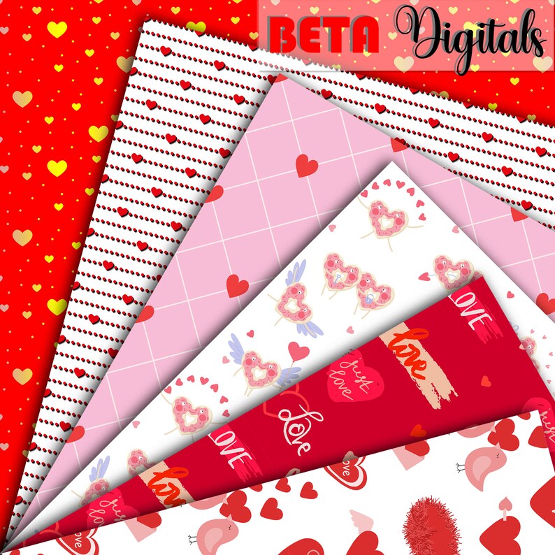 Valentine Digital Papers Valentine Scrapbook Papers Cute Pattern ...