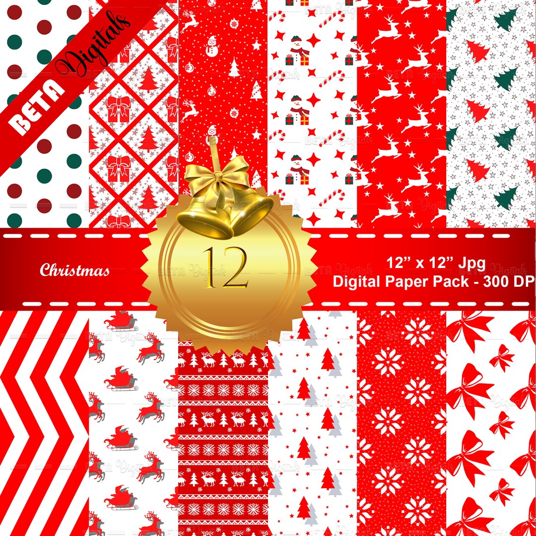 Merry Christmas Digital Paper Pattern, Christmas Tree, Christmas ...