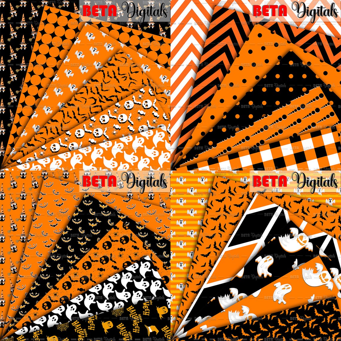 HALLOWEEN BUNDLE 1 150 Digital Seamless Pattern, Printable Paper ...