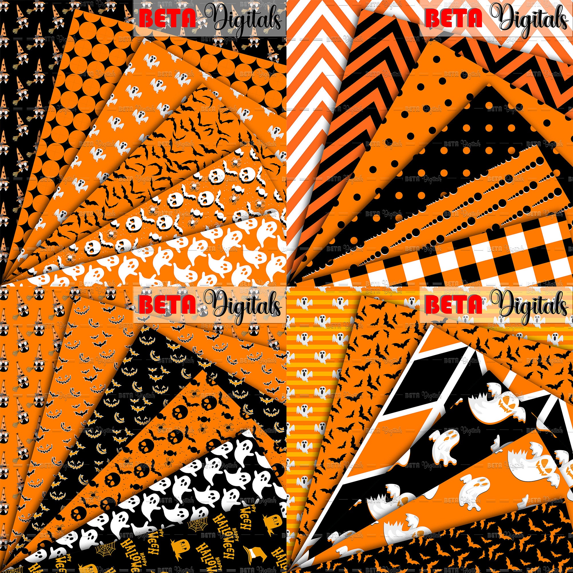 HALLOWEEN BUNDLE 1 150 Digital Seamless Pattern, Printable Paper ...