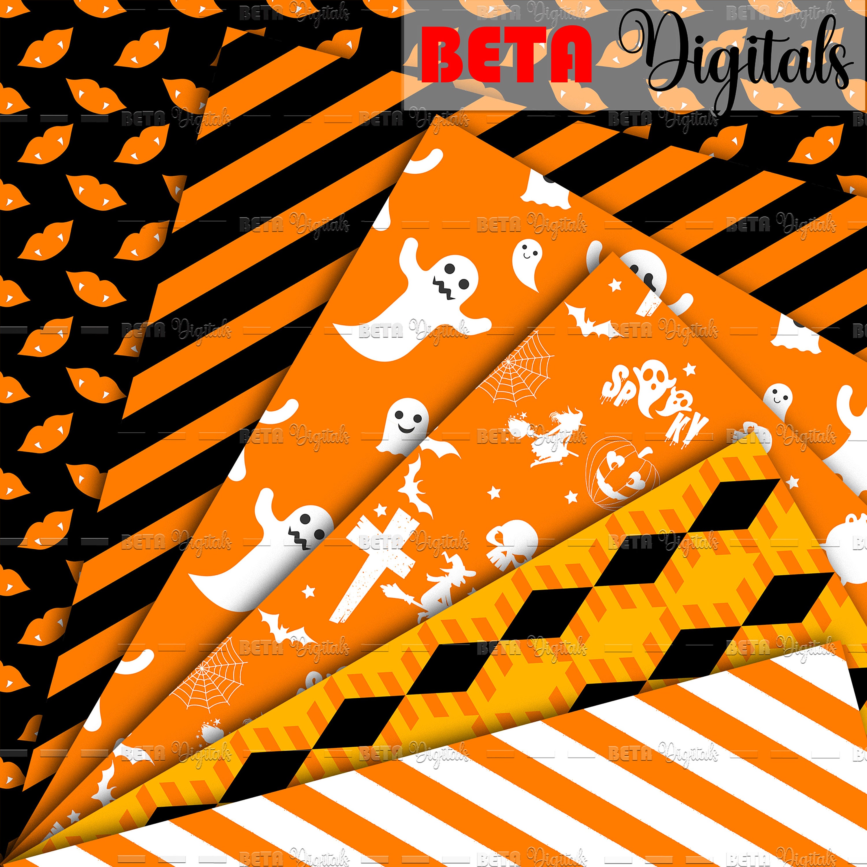 Halloween Skull Spiders Digital Papers, Seamless Repeat Pattern, Spooky ...