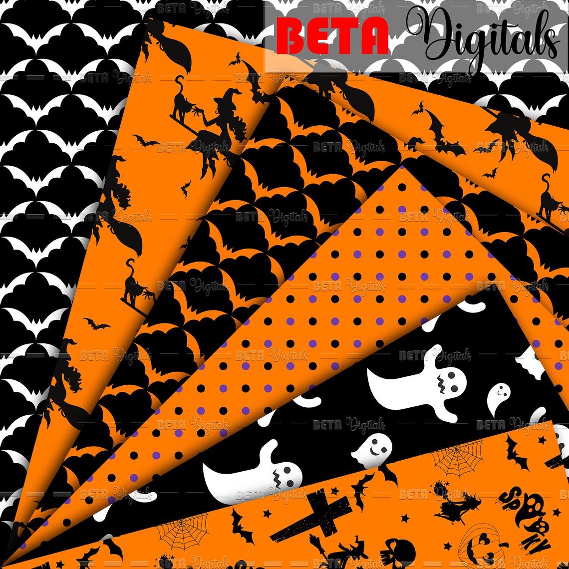 Halloween Skull Spiders Digital Papers, Seamless Repeat Pattern, Spooky ...