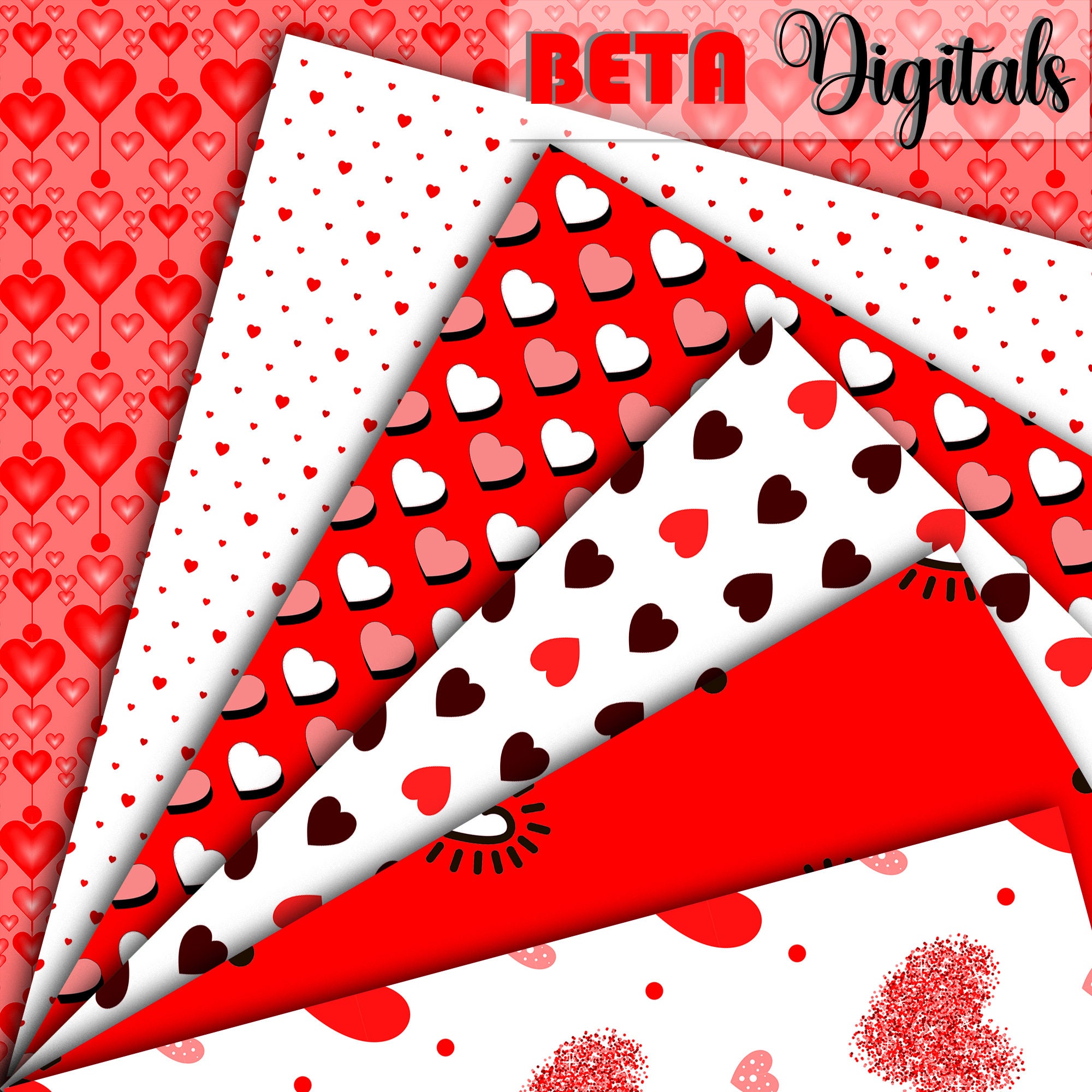 Valentine Digital Papers Valentine Scrapbook Papers Cute Pattern ...