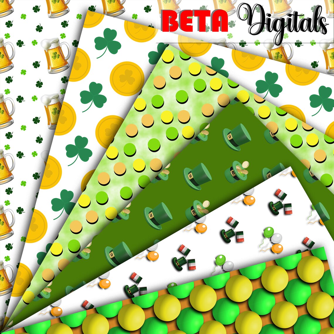 St. Patrick's Day Printable Day Digital Papers Lucky - Etsy