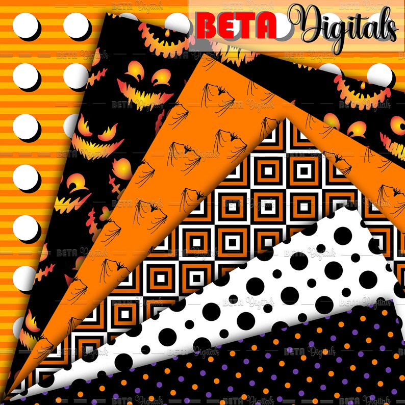 Halloween Digital Papers, Halloween Digital Pattern, Seamless Repeat ...
