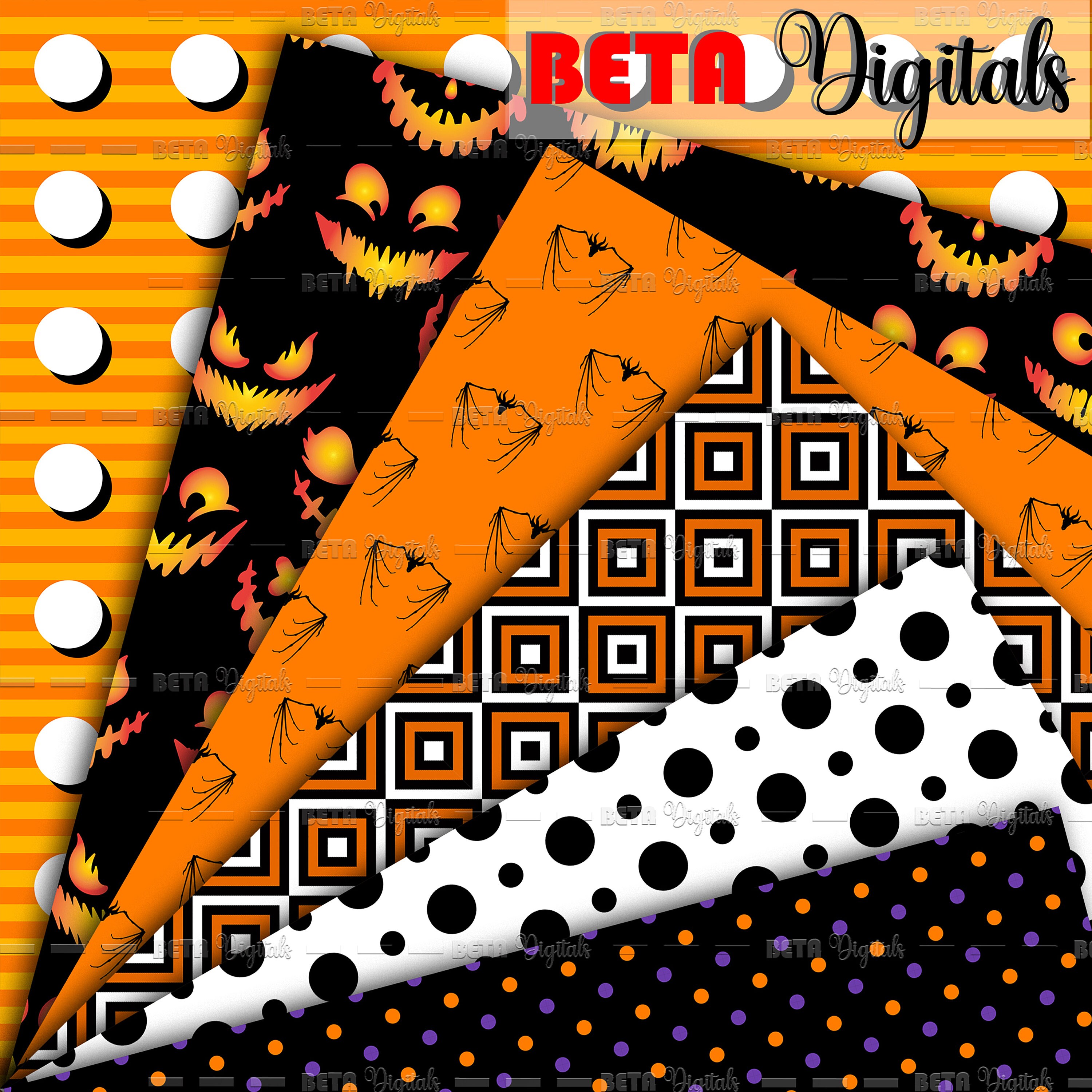 Halloween Digital Papers, Halloween Digital Pattern, Seamless Repeat ...
