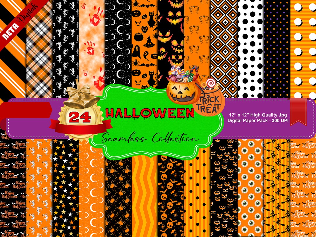 Halloween Digital Papers, Halloween Digital Pattern, Seamless Repeat ...