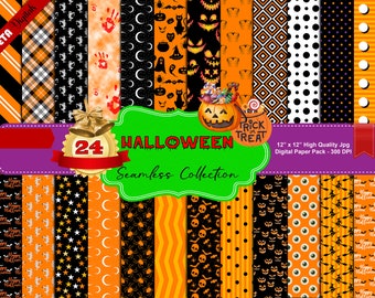 Halloween Skull Spiders Digital Papers, Seamless Repeat Pattern, Spooky ...