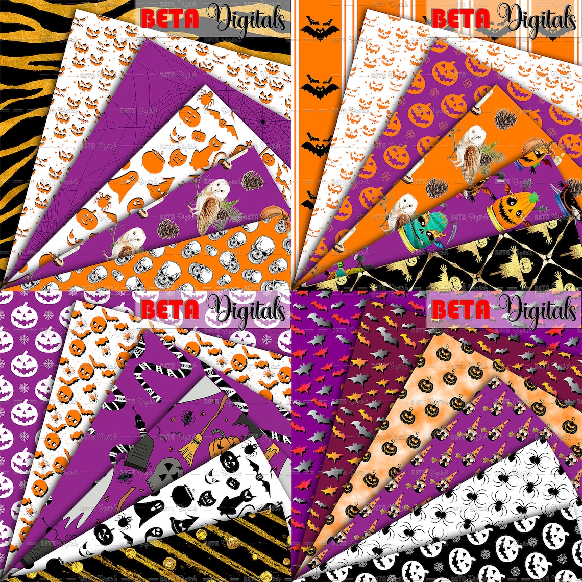 HALLOWEEN BUNDLE 2 150 Printable Paper Digital Seamless - Etsy