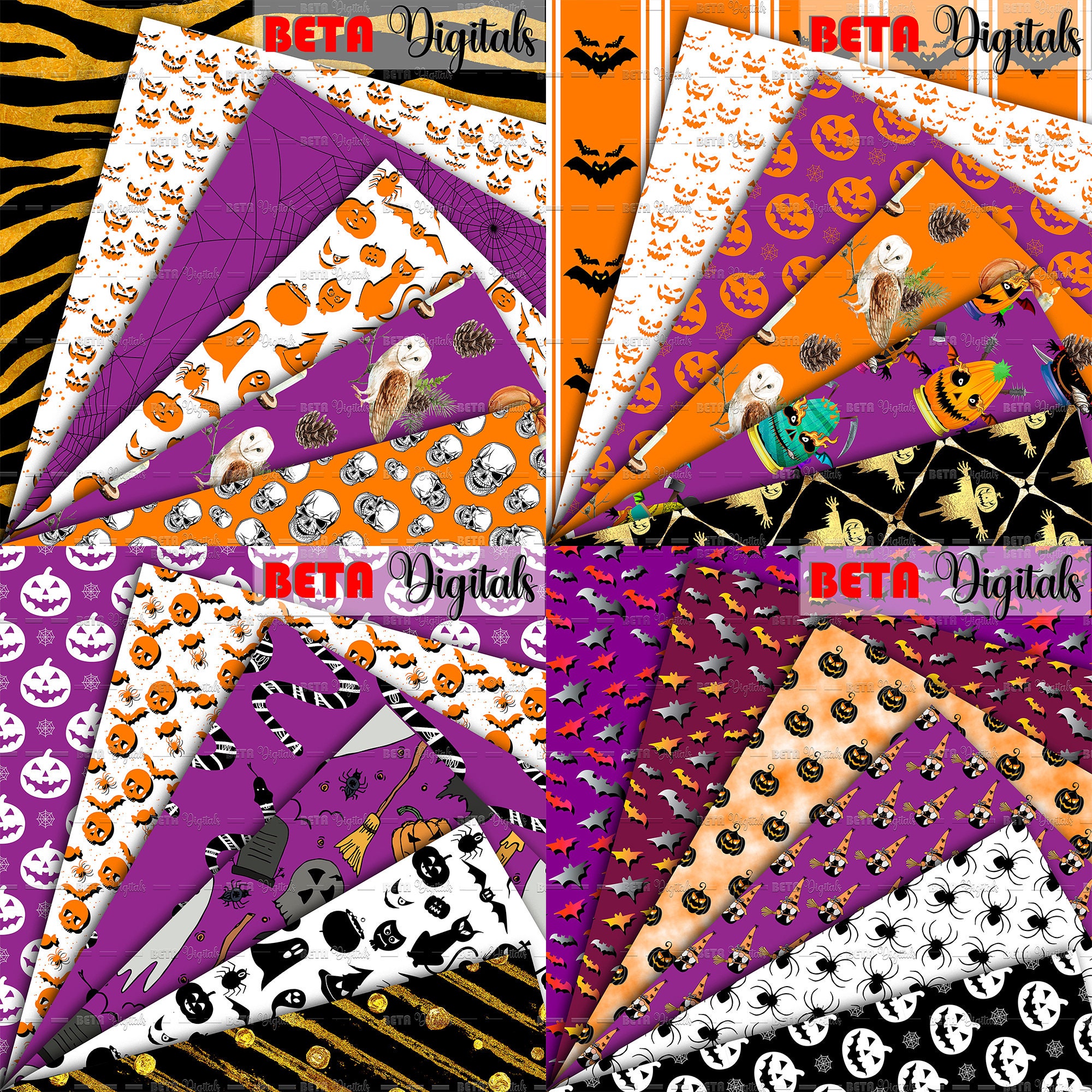 HALLOWEEN BUNDLE 2 150 Printable Paper Digital Seamless - Etsy