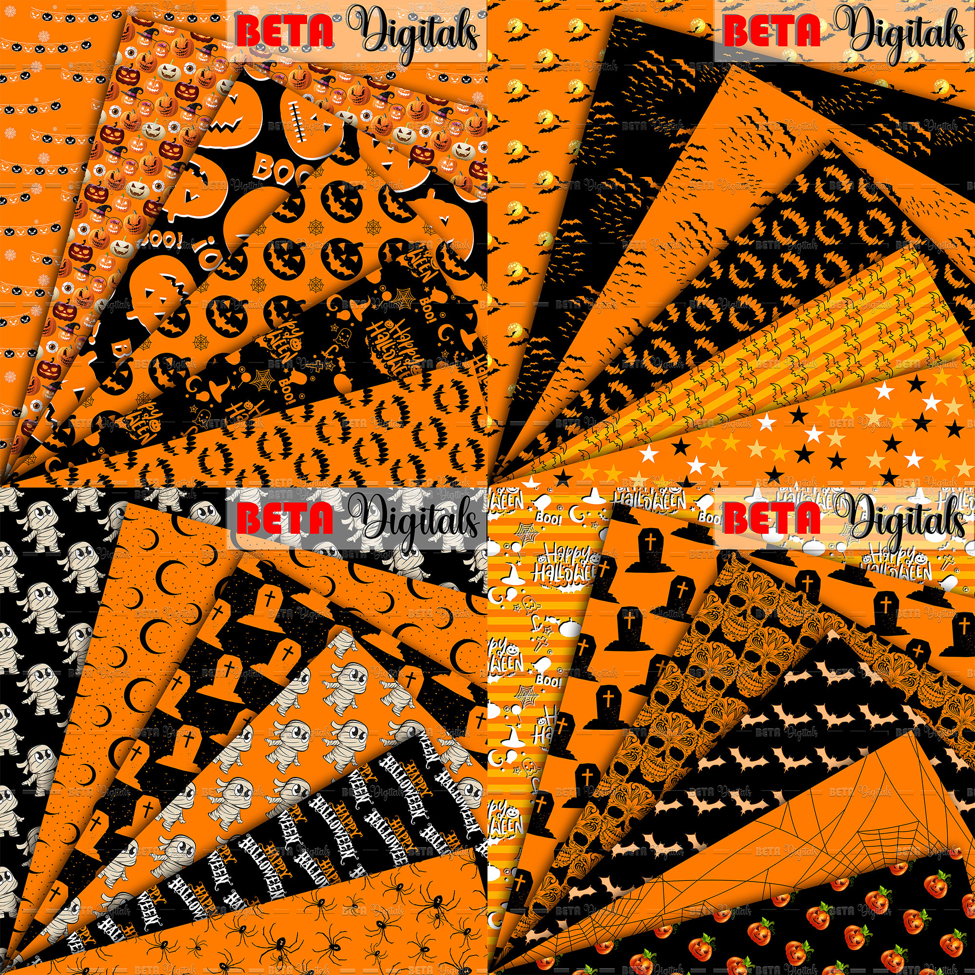 HALLOWEEN BUNDLE 2 150 Printable Paper Digital Seamless - Etsy