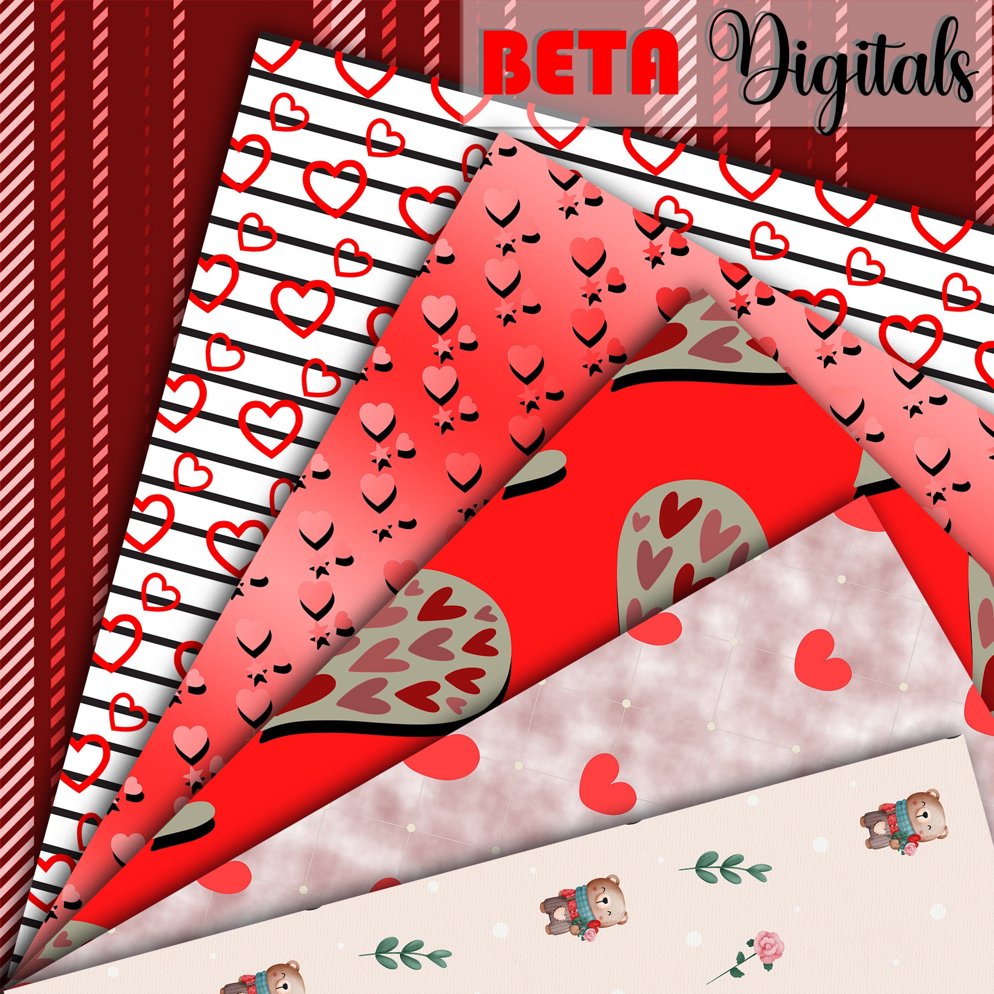 Valentine Digital Papers Valentine Scrapbook Papers Backgrounds ...