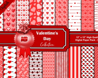 Valentine Digital Papers Valentine Scrapbook Papers Cute Valentine ...