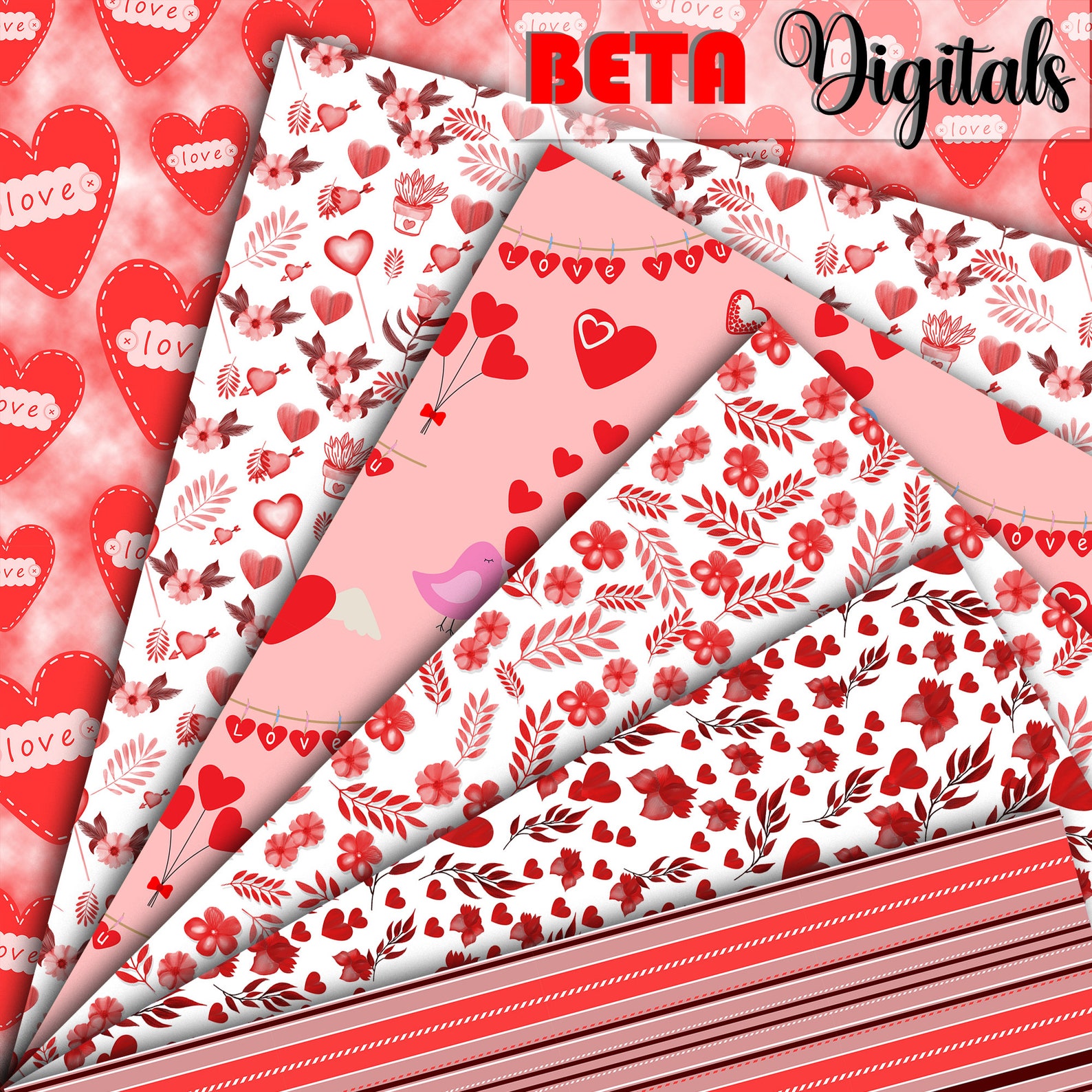 Valentine Digital Papers Cute Valentine Pattern Backgrounds Valentine ...