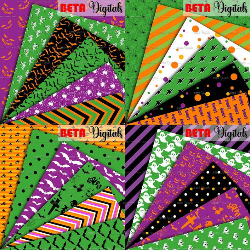 HALLOWEEN BUNDLE (2) 150+, Printable Paper, Digital Seamless Pattern ...