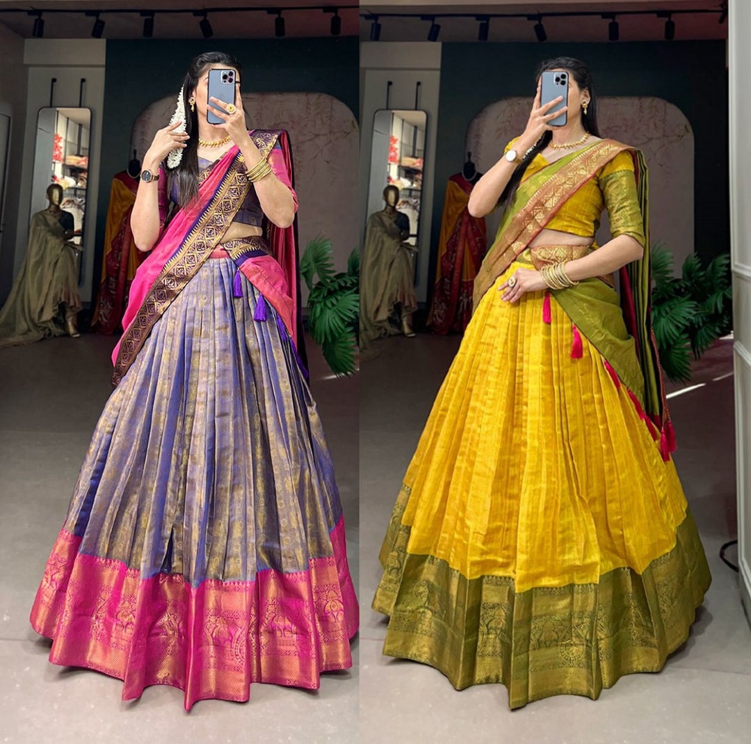 Buy South Indian Designer Kanjivaram Lehenga Choli With Weaving Zari ...