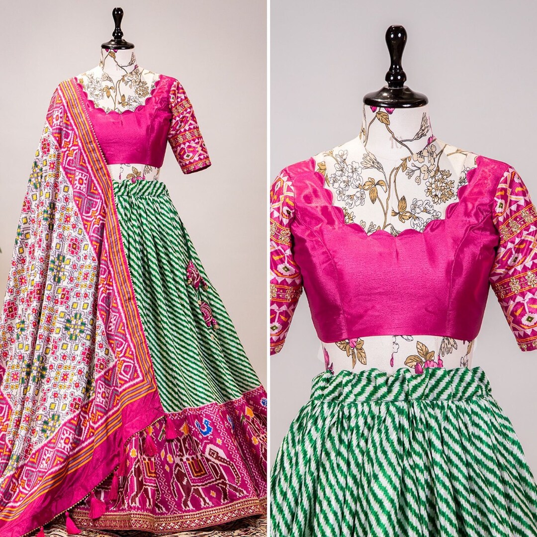 Buy Latest Designer South Indian Lehenga Choli With Laheriya - Etsy
