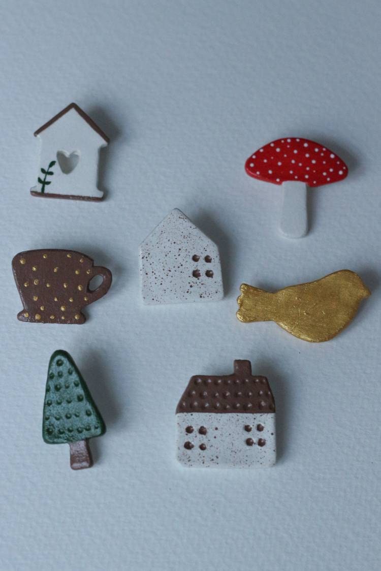 Ceramic Handmade Set Brooches, Pin, Brooch, Ceramic Brooch, Set Pins ...