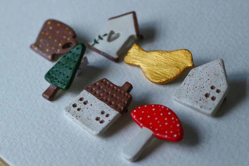Ceramic Handmade Set Brooches, Pin, Brooch, Ceramic Brooch, Set Pins ...