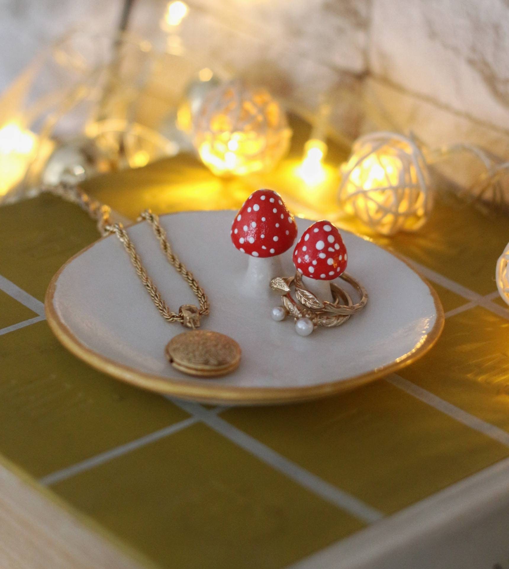 Mushroom Ceramic Ring Dish Hand Made Jewelry Dish Ring - Etsy
