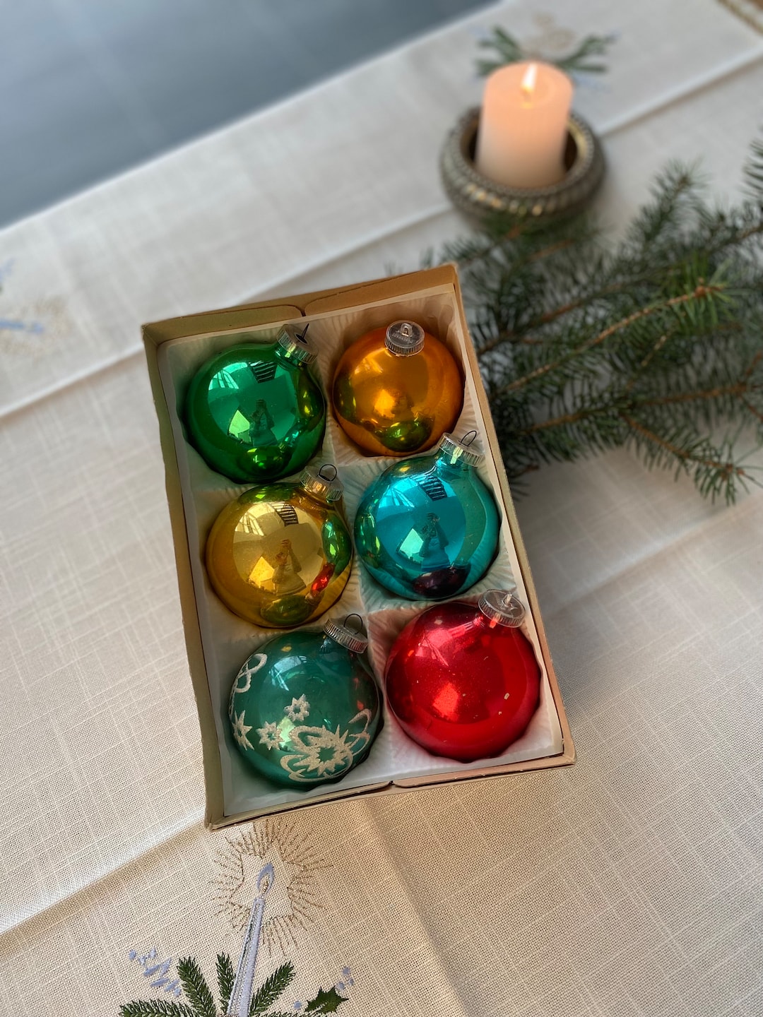 Set of 6, Large Old Christmas Tree Baubles, 7 Cm / Probably 70s ...