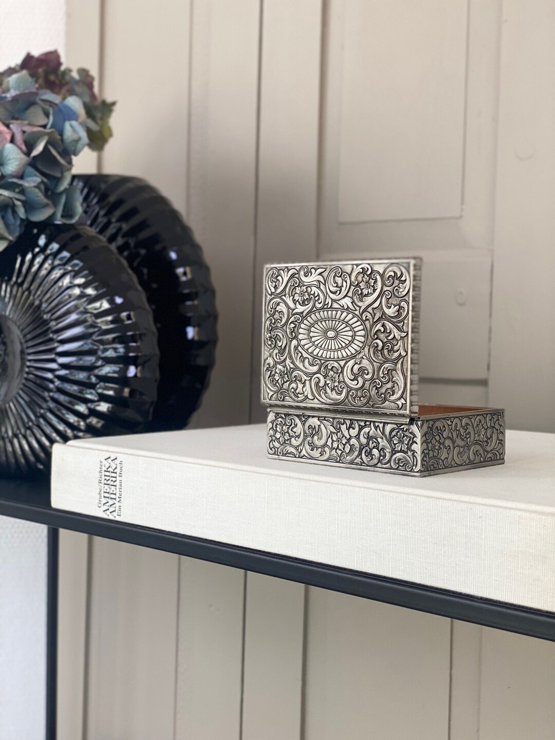 Vintage Metal Box / Small Silver Box / Antique Jewelry Box / Trinket ...