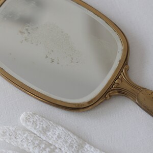 Vintage Hand Mirror Gold / Makeup Mirror / Pocket Mirror With Handle ...