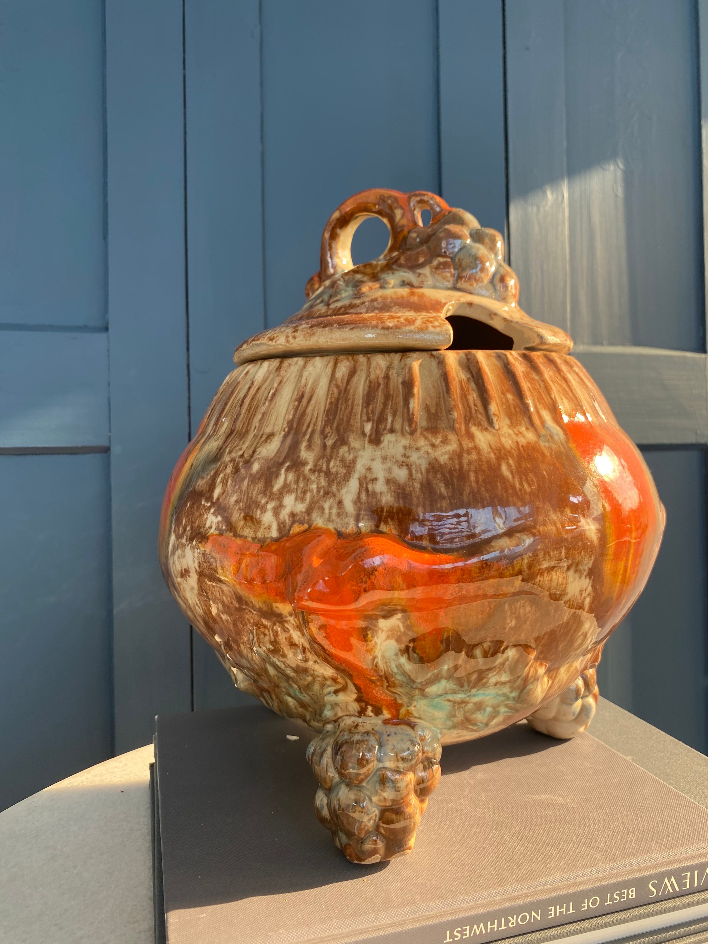 Punch Vessel / True Vintage / Unusual Ceramic Vessel With Lid / Unique ...