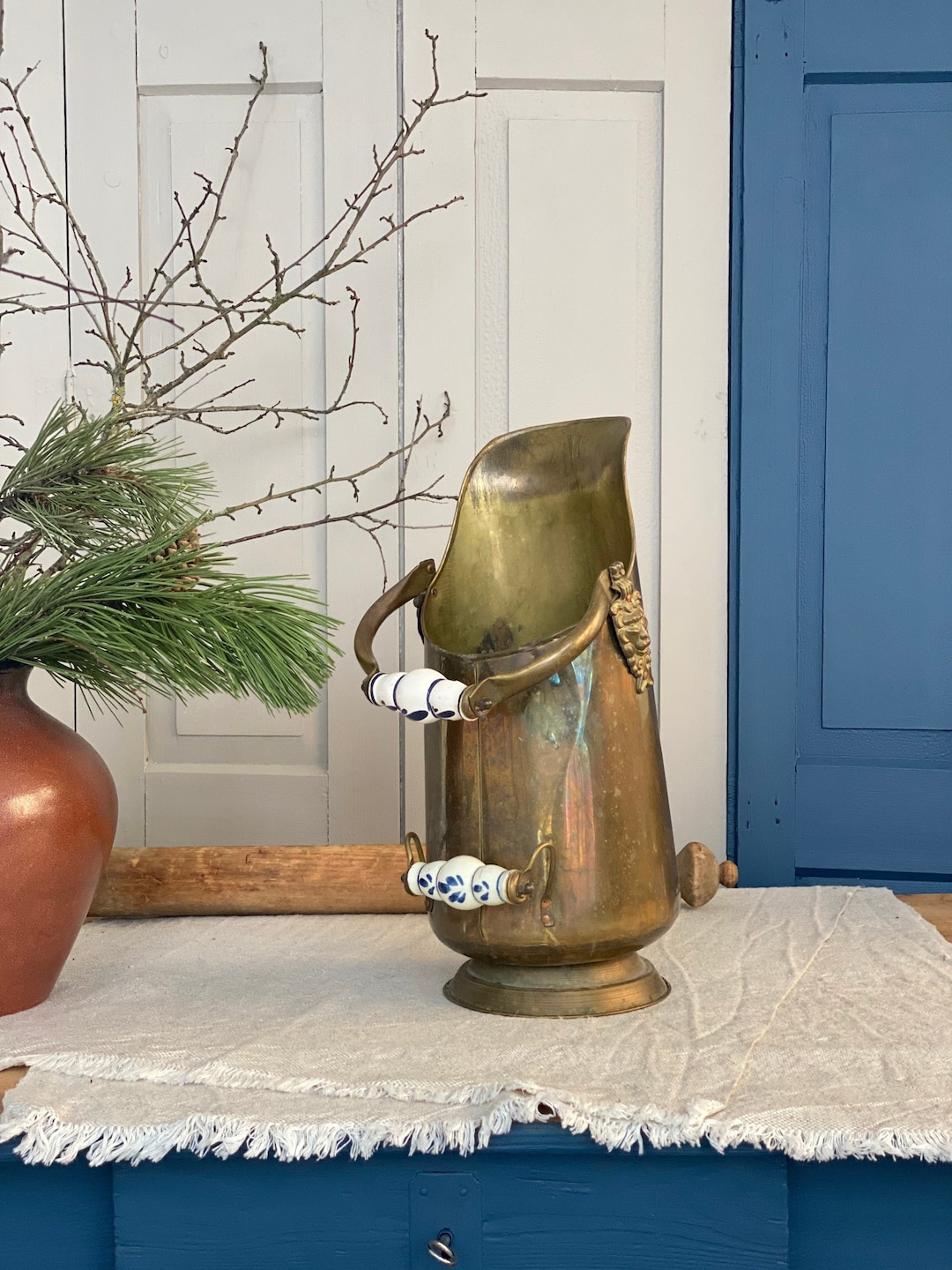 Coal Chute, Coal Bucket, Scuttle, Coal, Brass Coal Bucket or Scuddle ...