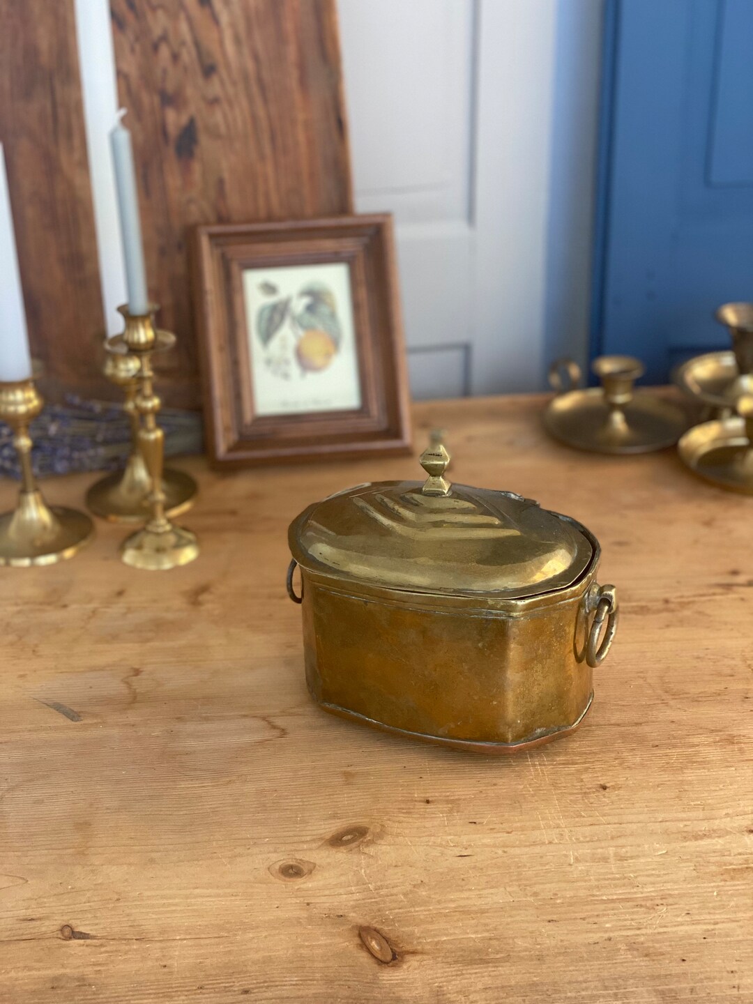 Antique Brass Copper Box, Handmade, Strong Patina Inside, Beautifully ...