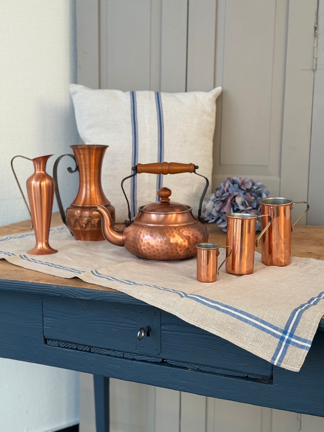 6 PCS SET / Copper Food Photography Set / Vintage Copper Set / Kupper ...