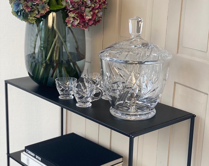True Vintage Punch Bowl Glass / 4000 Gram Solid Glass / Punch Bowl ...
