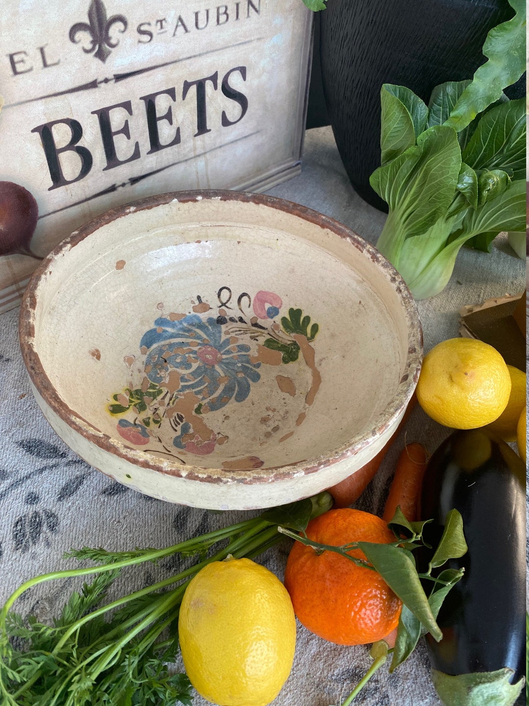 Large Antique Clay Bowl / Transylvania / Handmade / Clay Bowl / Rustic ...